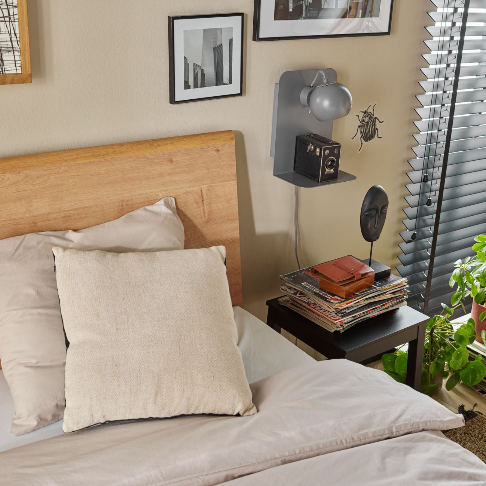 Single Bed With A Flat Headboard 90x200 Oak Color | VOX Furniture UAE